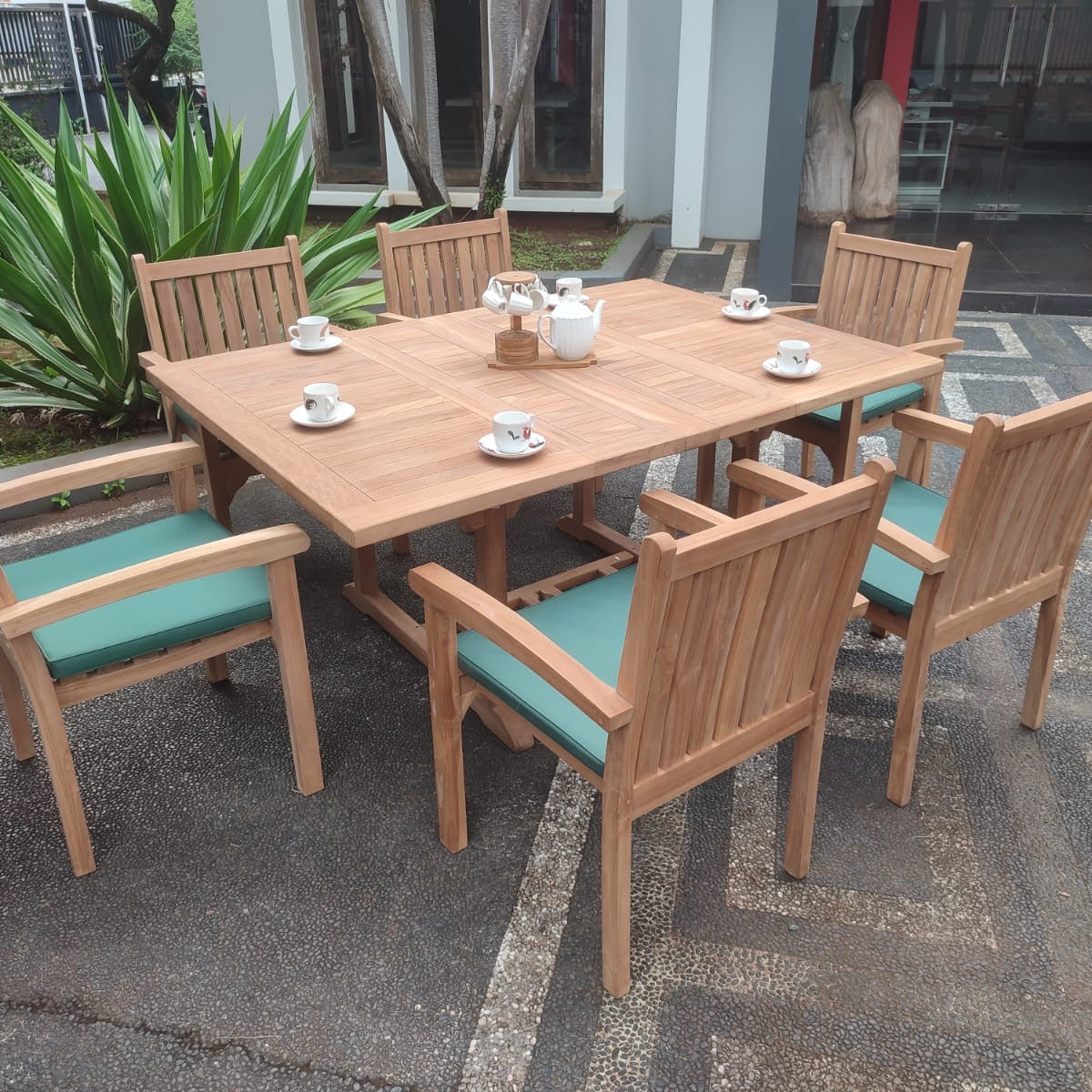 Westminster Teak Wood Outdoor Dining Set | 6 Seater | With Weatherproo ...